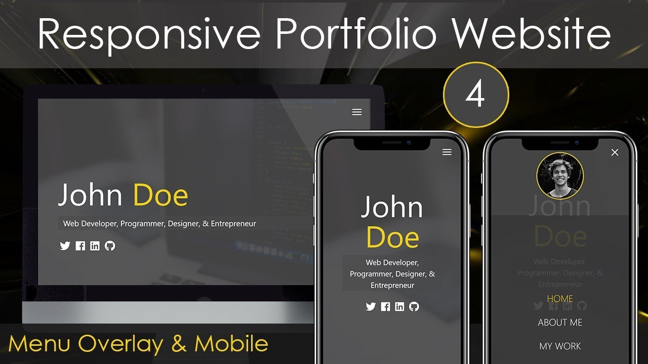 Responsive Portfolio Website [4] - Menu Overlay & Responsiveness