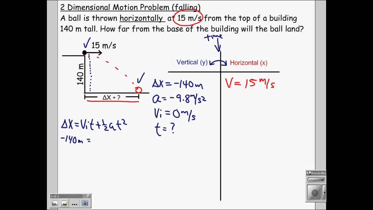 Two Dimensional Motion Example Problem 1