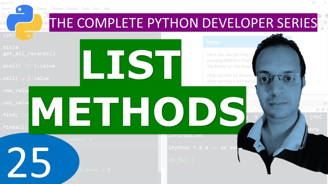 25. List Methods in Python : Python Tutorial Developer Series A - Z