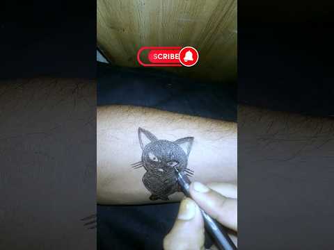 Minimalist Cat Tattoo Tutorial |Black Cat Tattoo #cat #asartway #shorts #tattootutorial #tiktok