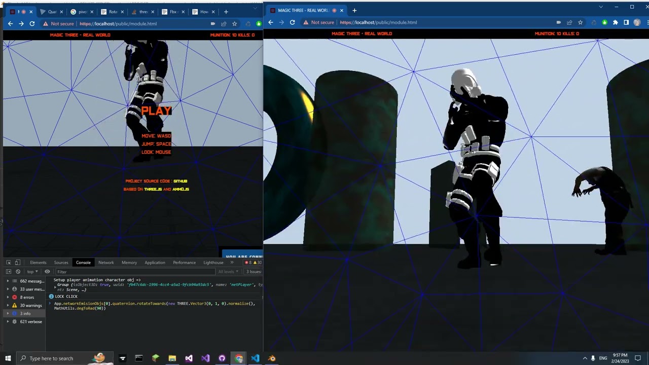 Stackoverflow.com - Three.js rotation sending info via network not fit