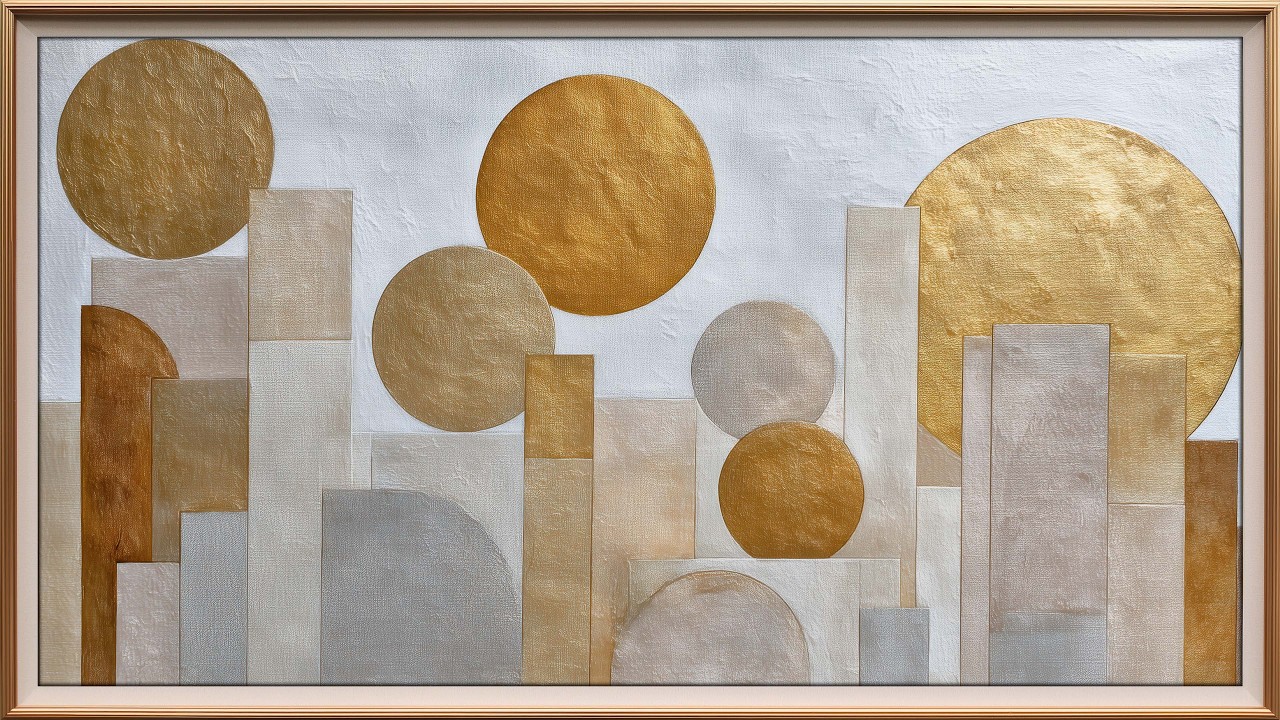 Gold Geometric Abstract Wall Art | 4K TV Art Screensaver Wallpaper for Luxury Home Decor