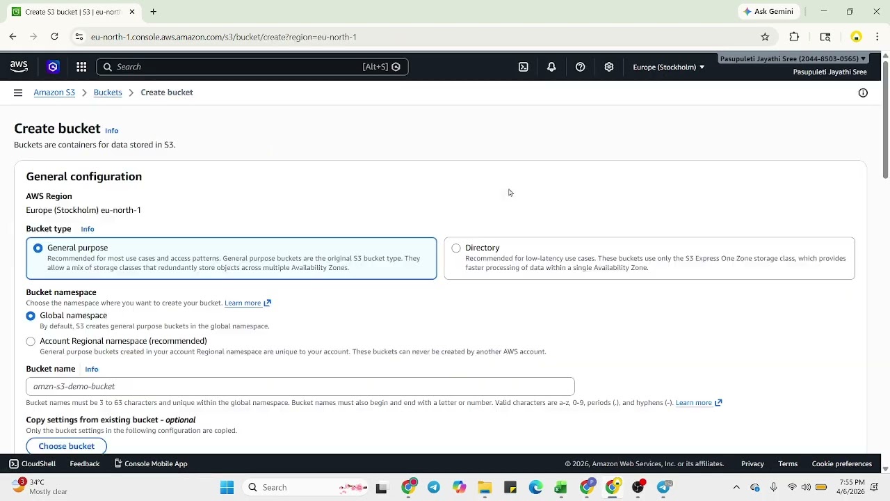 Create two S3 buckets and put objects in bucket through AWS Web console