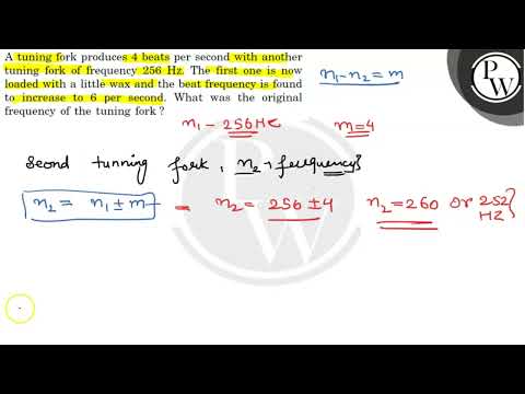 A tuning fork produces 4 beats per second with another tuning fork ...