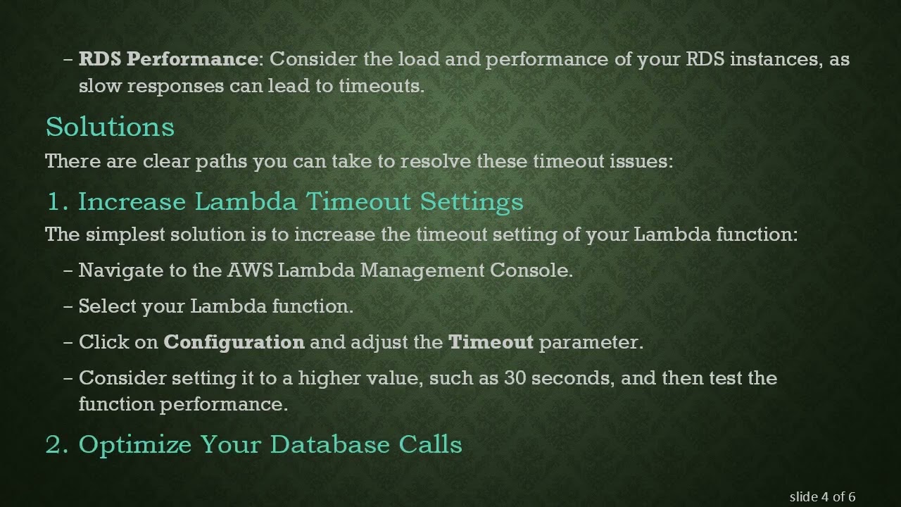 Resolving Lambda Timeout Issues When Connecting to Amazon RDS with Python