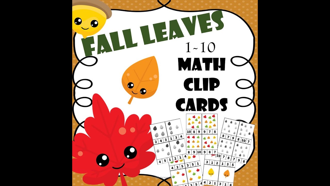 Colorful Fall Leaves 1 10 Math Clip Cards