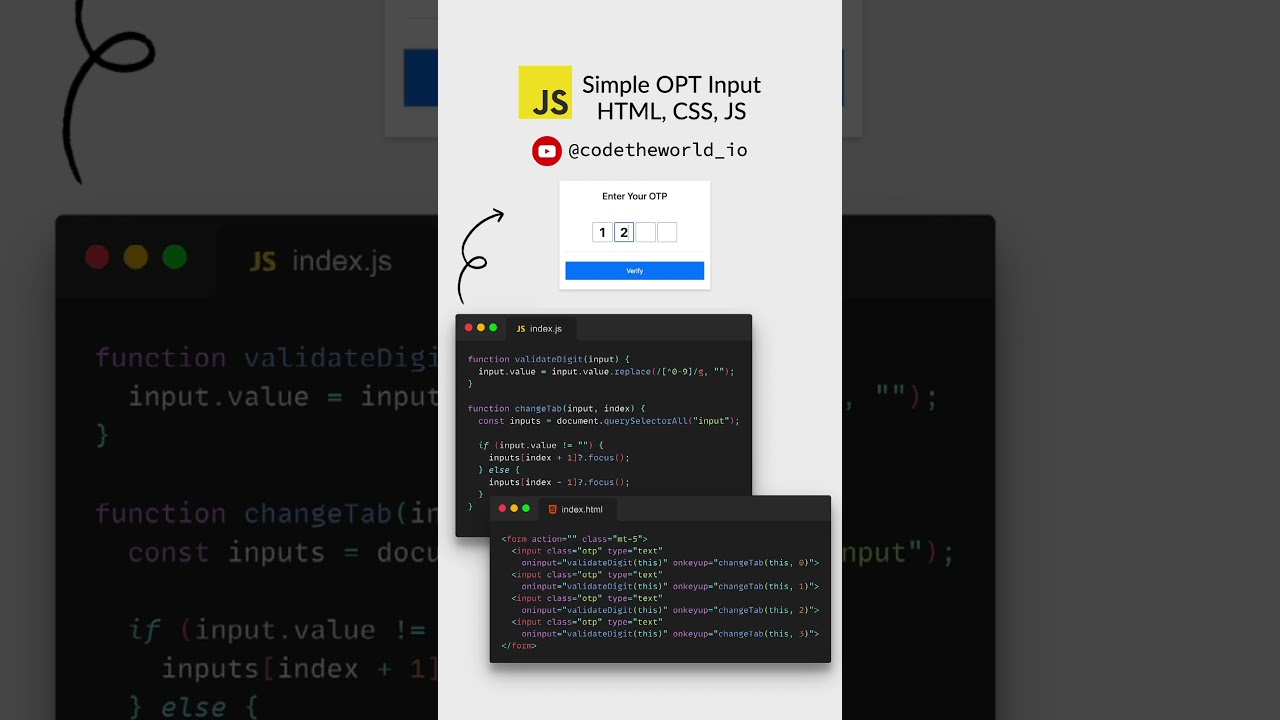 A Simple OTP code Input #coding #javascript #tutorial