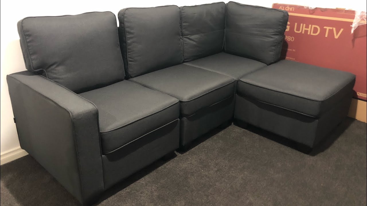 Unboxing and Assembling Artiss Sectional Sofa Set Corner Lounge 4 Seater