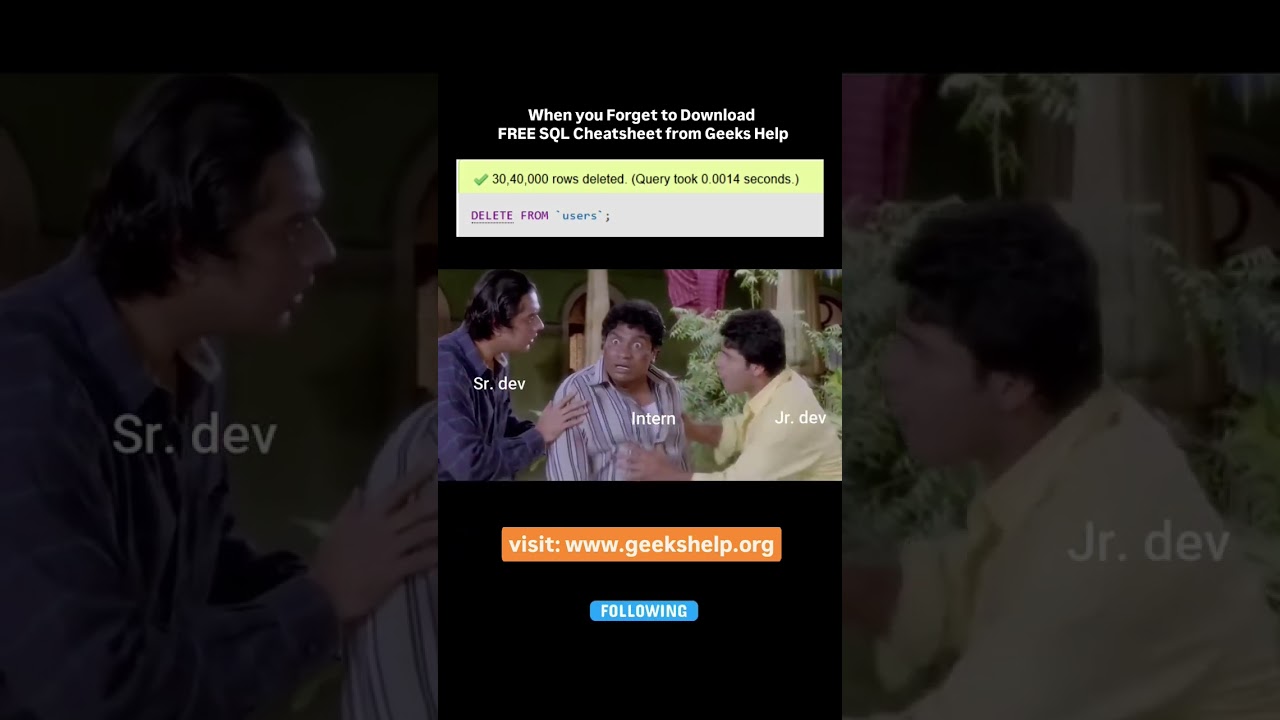 SQL Cheatsheet for FREE 🔥 #coding #sql #programming #ytshorts