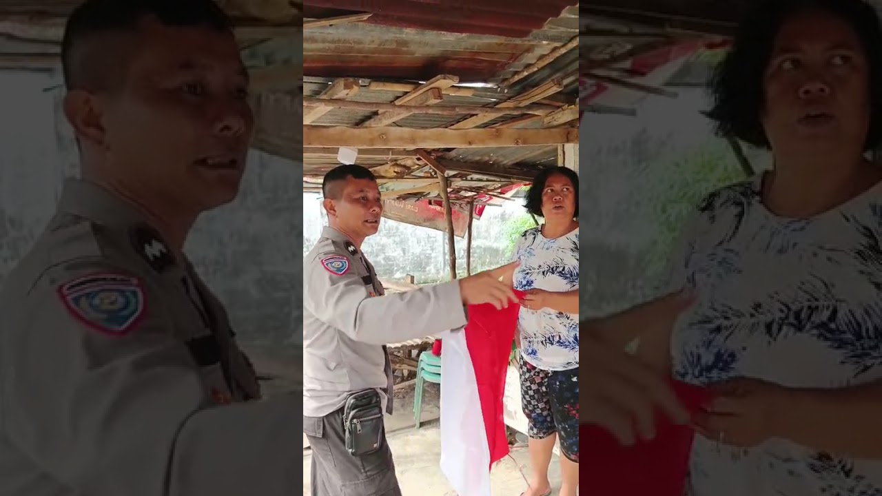 bhabinkamtibmas Polres Musi Rawas membagikan bendera #17agustus #merdeka #hutri80