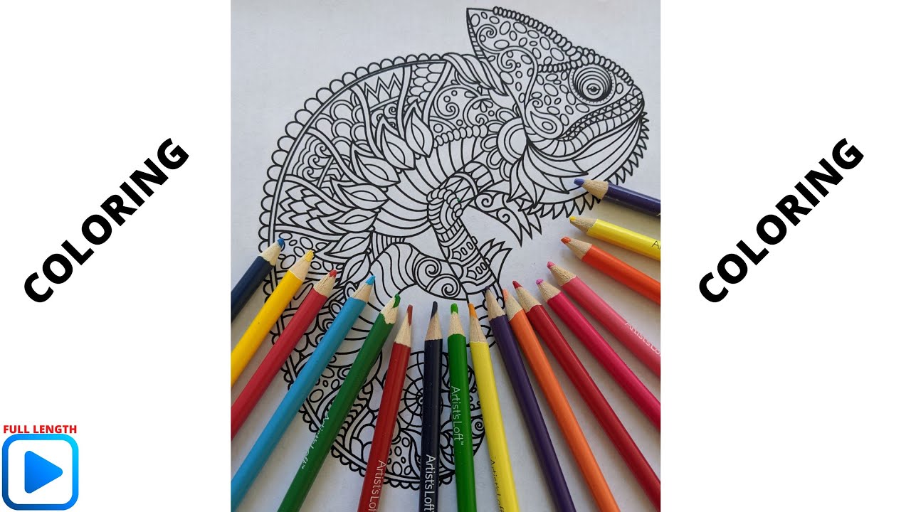 ASMR - COLORING CHAMELEON ! ADULT  COLORING ! ODDLY RELAXING AND SATISFYING ! FULL LENGTH