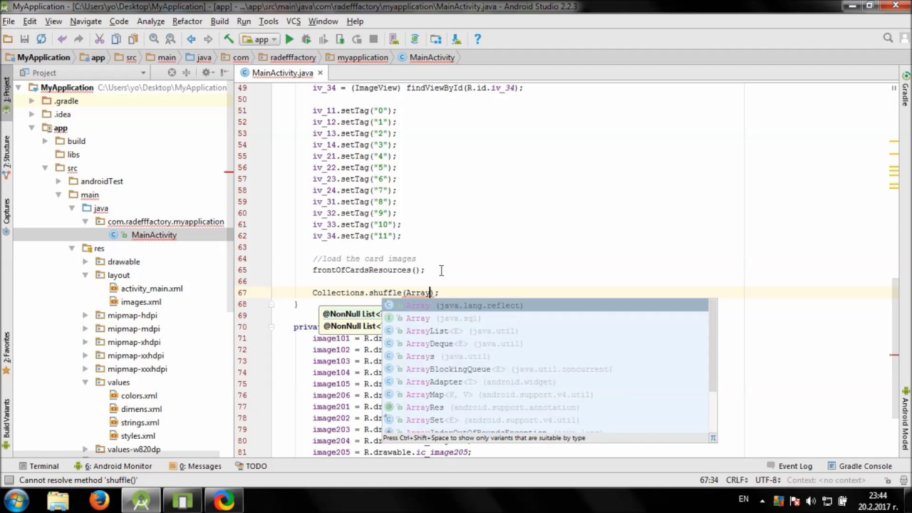 Develop Memory Game in Android Studio