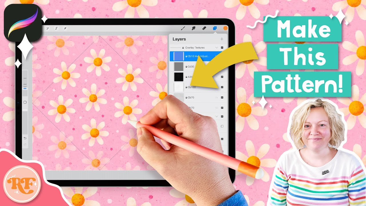 Make a cute Daisy Seamless  Pattern in Procreate Tutorial