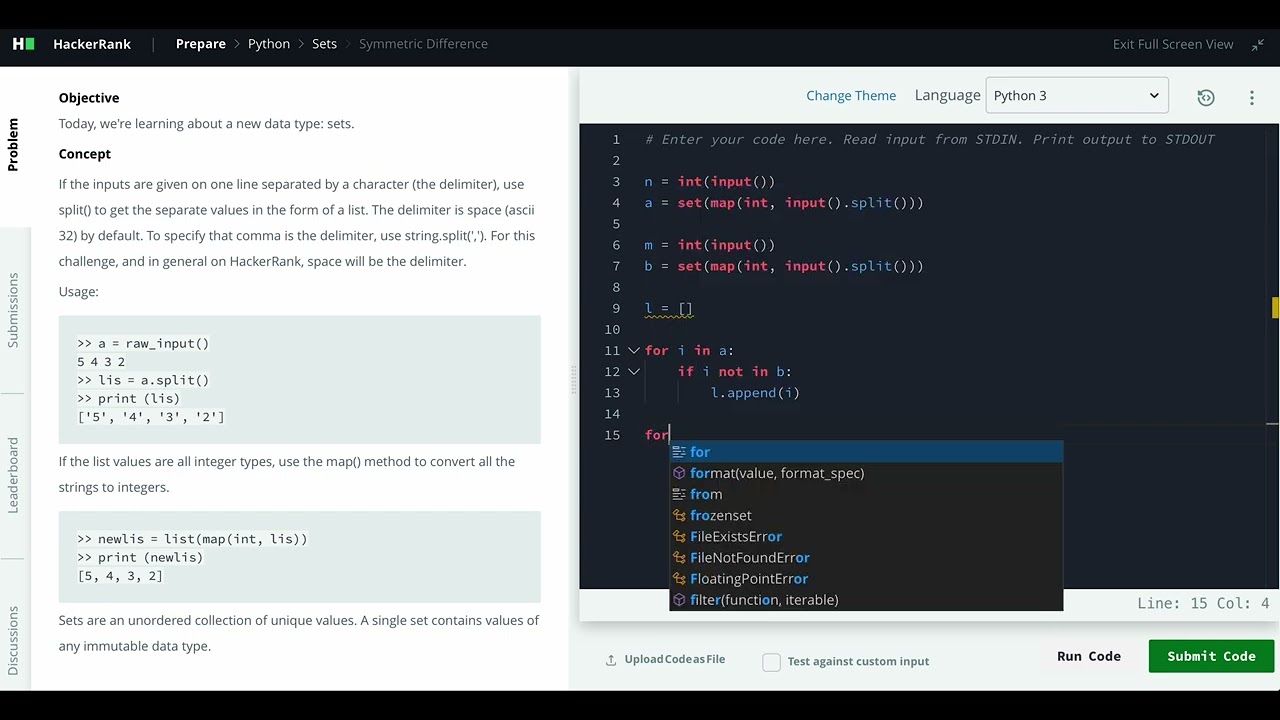 Hackerrank Python Solution #2 Sets - Python: Symmetric Difference