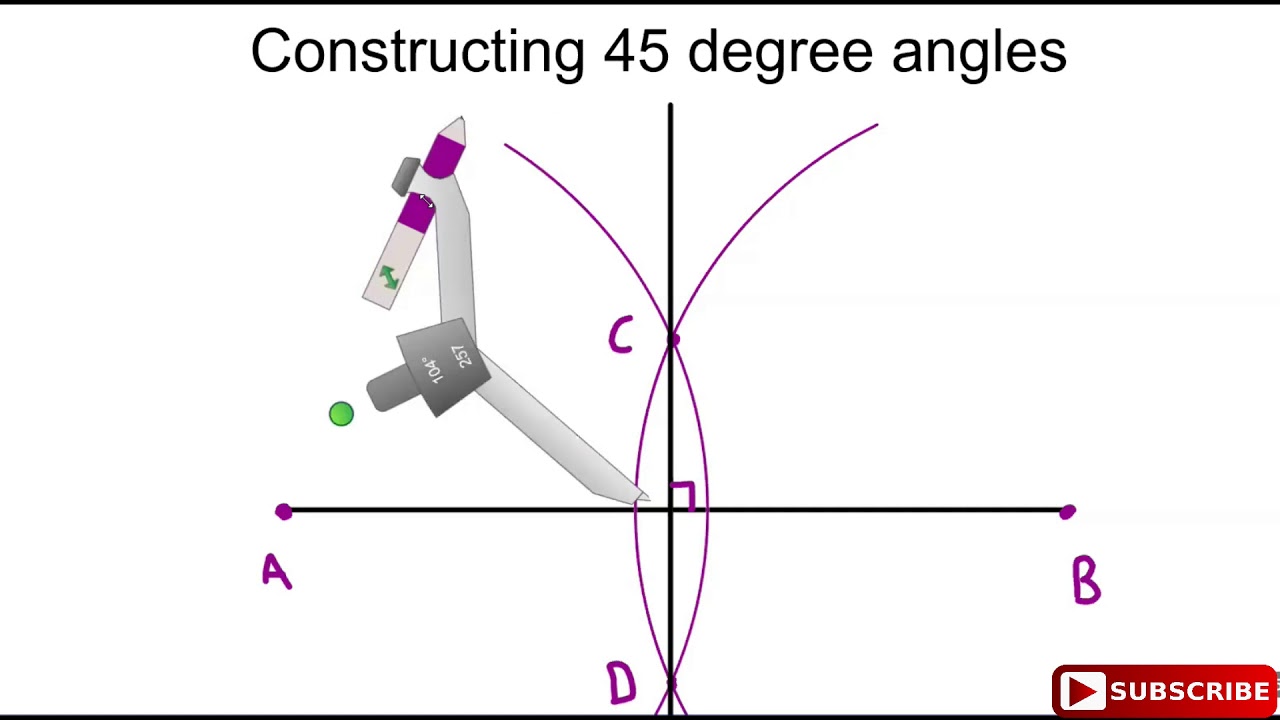 CONSTRUCTING 45 DEGREE ANGLE|Geometric Construction