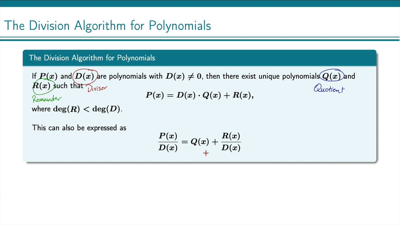 The Division Algorithm for Polynomials