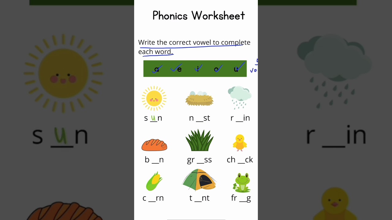 Phonics worksheets for Kindergarten, LKG, UKG, Preschool #phonics #learnreading #phonicstutorial
