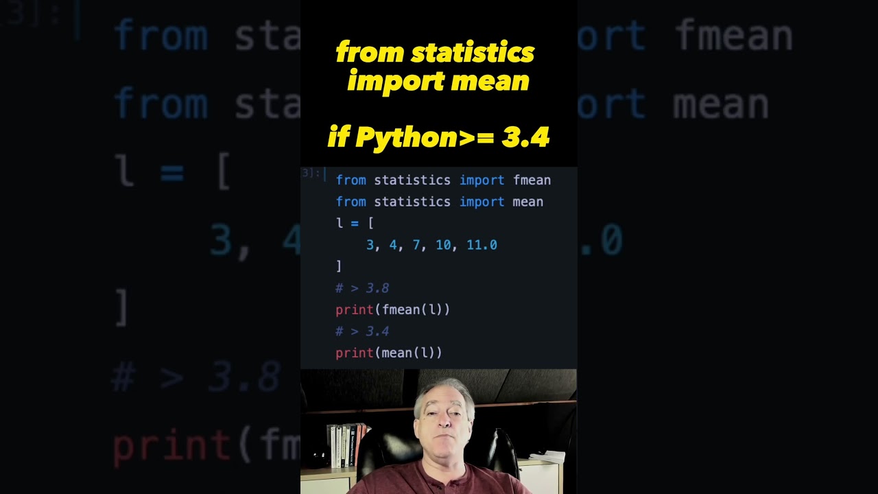 MODERN Python way to find mean/average of list of numbers 🐍 #shorts