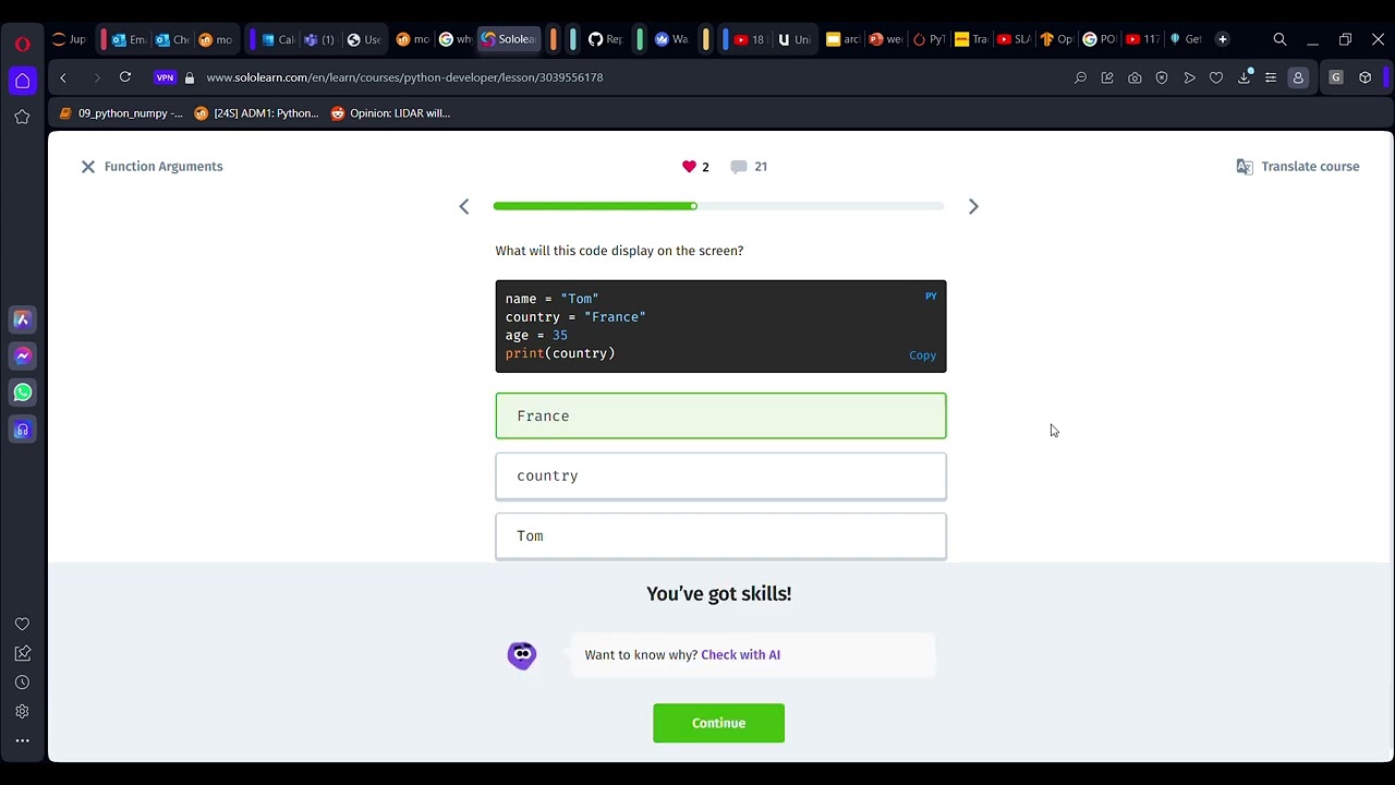42 Function Arguments | Python Developer | Sololearn
