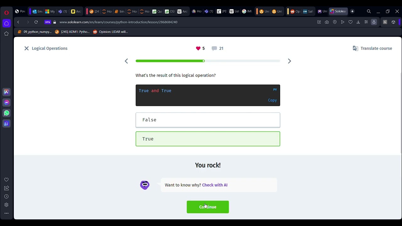24 Logical Operations | Introduction to Python | Sololearn