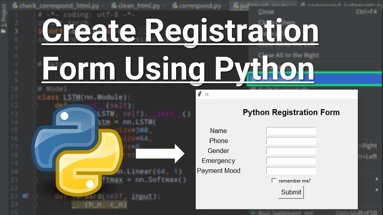 Python Project - Create Registration Form / Login Form Using Python