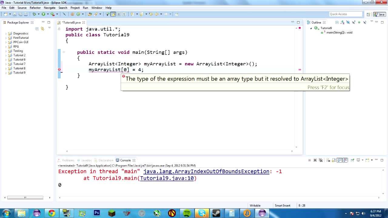 Java Tutorial 9: Hello Arrays and ArrayLists!