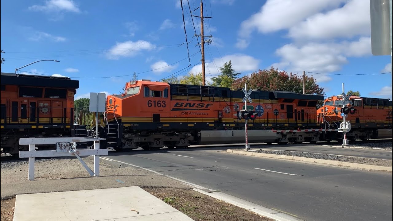 BNSF 8267 Manifest Train w/ Sticker Unit South, #1 E. Alpine Ave. Railroad Crossing, Stockton CA