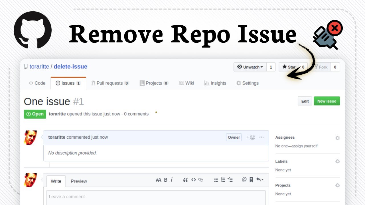 How to delete an issue in GitHub (Manage Settings)