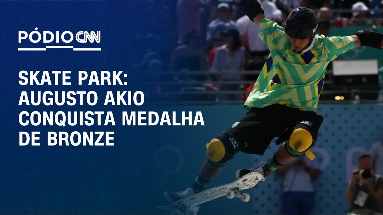 Augusto Akio conquista o bronze no skate park em Paris 2024 | CNN Brasil