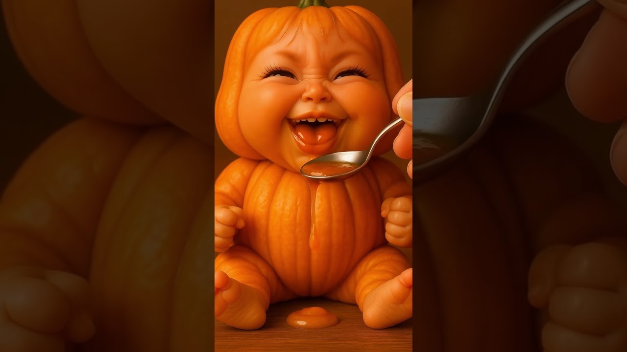 Bébé citrouille trouve dégueu la purée de citrouille #pourtoi #citrouille #viral #humour #drole #ia