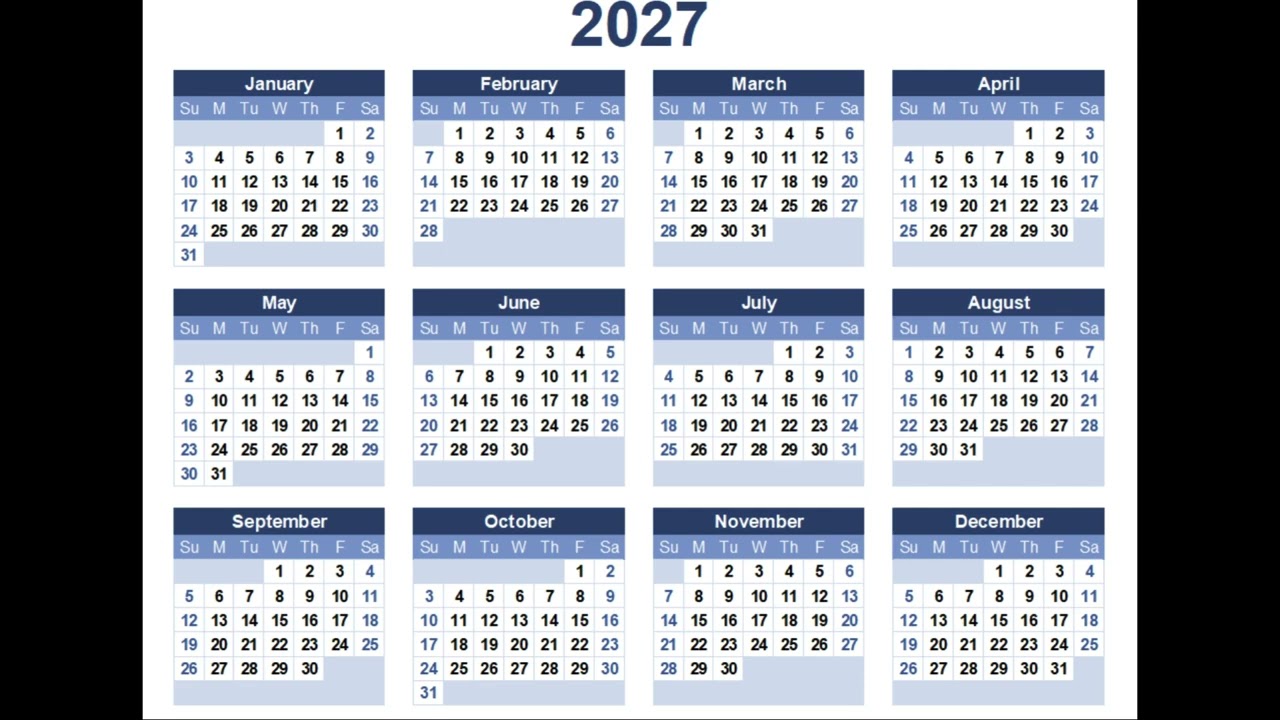 📅 2027 Calendar ✨ | New Year 2027 🎉 | Calendar 2027 🗓️