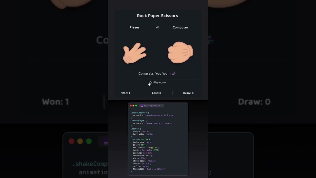 Rock Paper Scissors Game Using | HTML/CSS/JAVASCRIPT