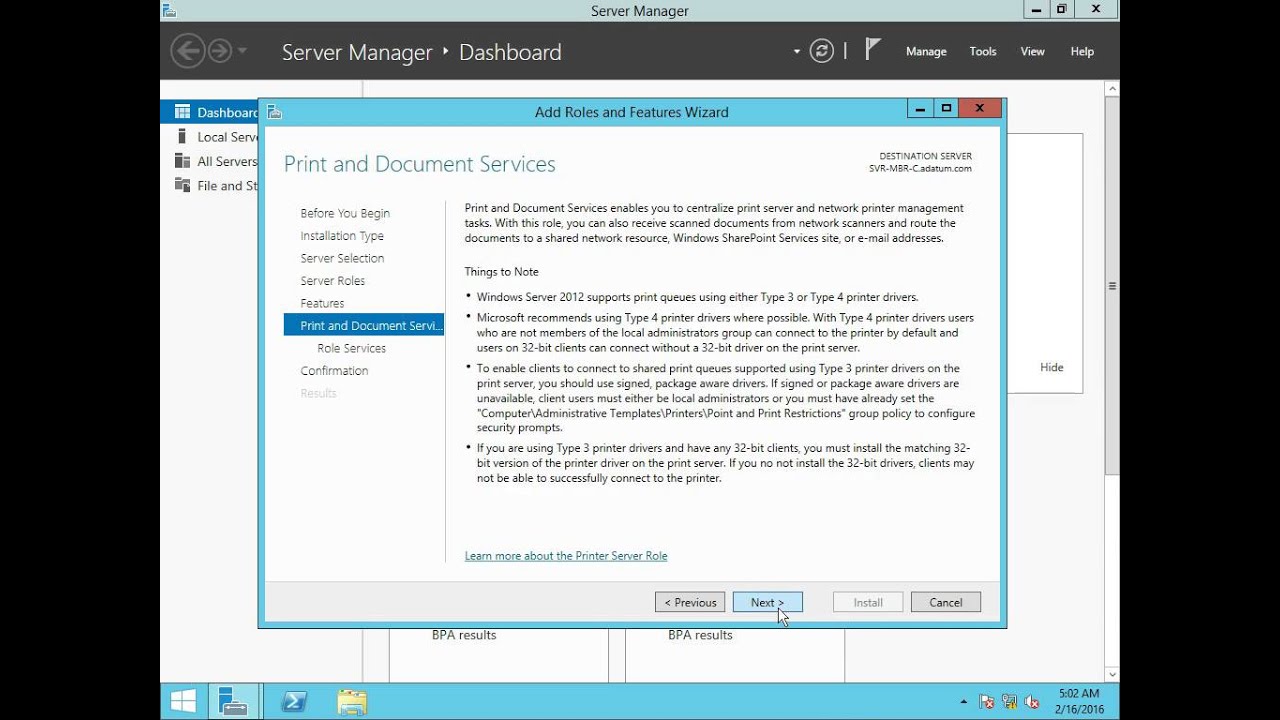 70-410 Lab 5 Add Role Print Document Services
