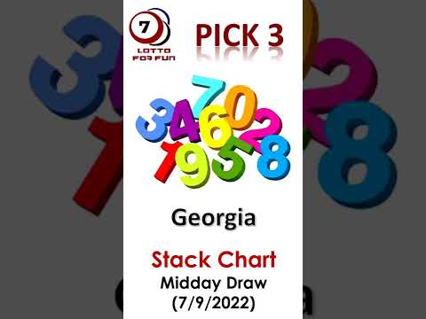 Georgia - PICK 3 lottery (Midday) STACKS Chart (7/9/22)
