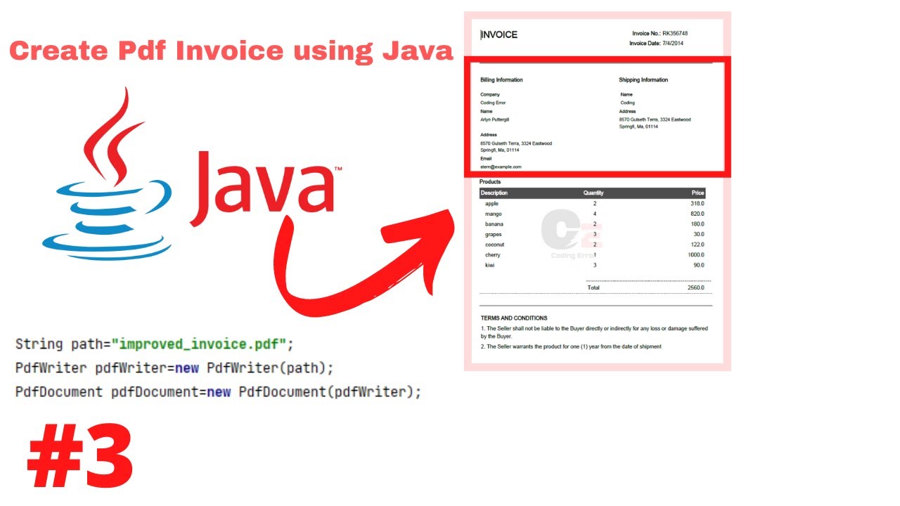 Create pdf invoice in java part 3