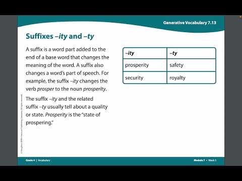4th Grade ELA 7.3.3 Suffixes -ty and -ty