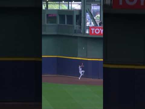 Ceddanne Rafaela leaps to make a catch vs The Brewers #mlb #redsox