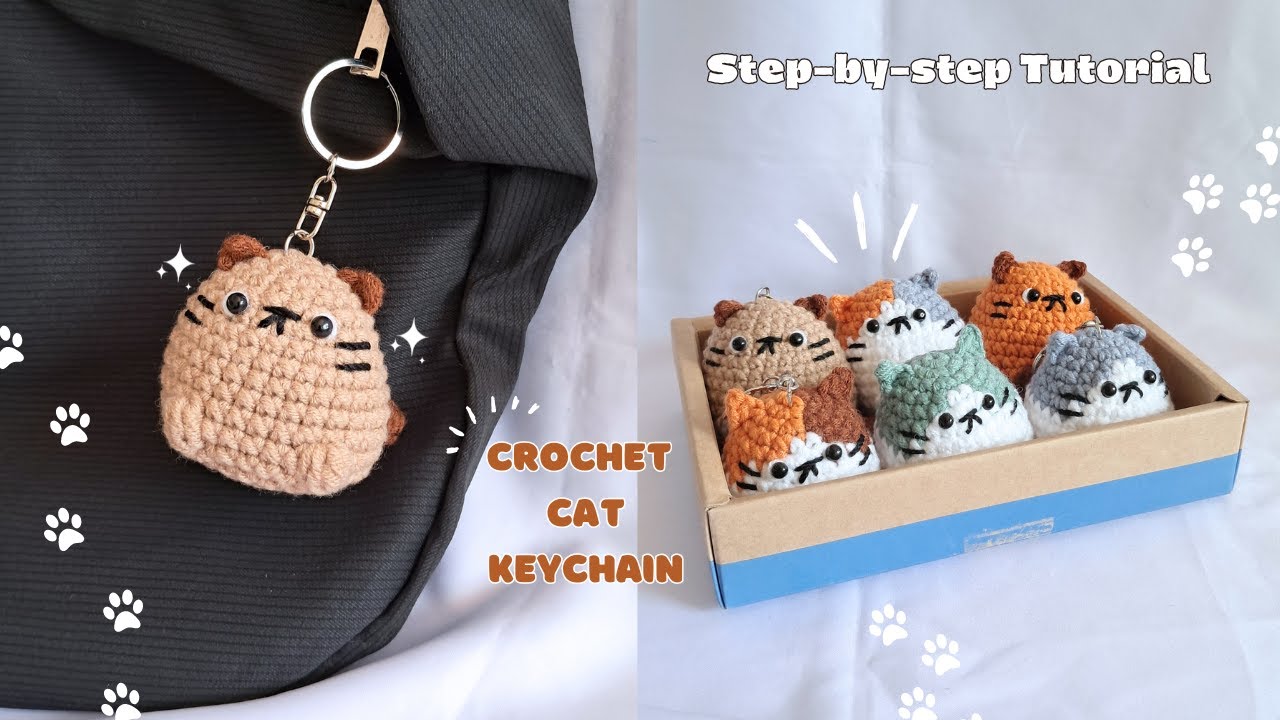 Chubby Cat Keychain Crochet Tutorial | Simple Amigurumi Cat Tutorial