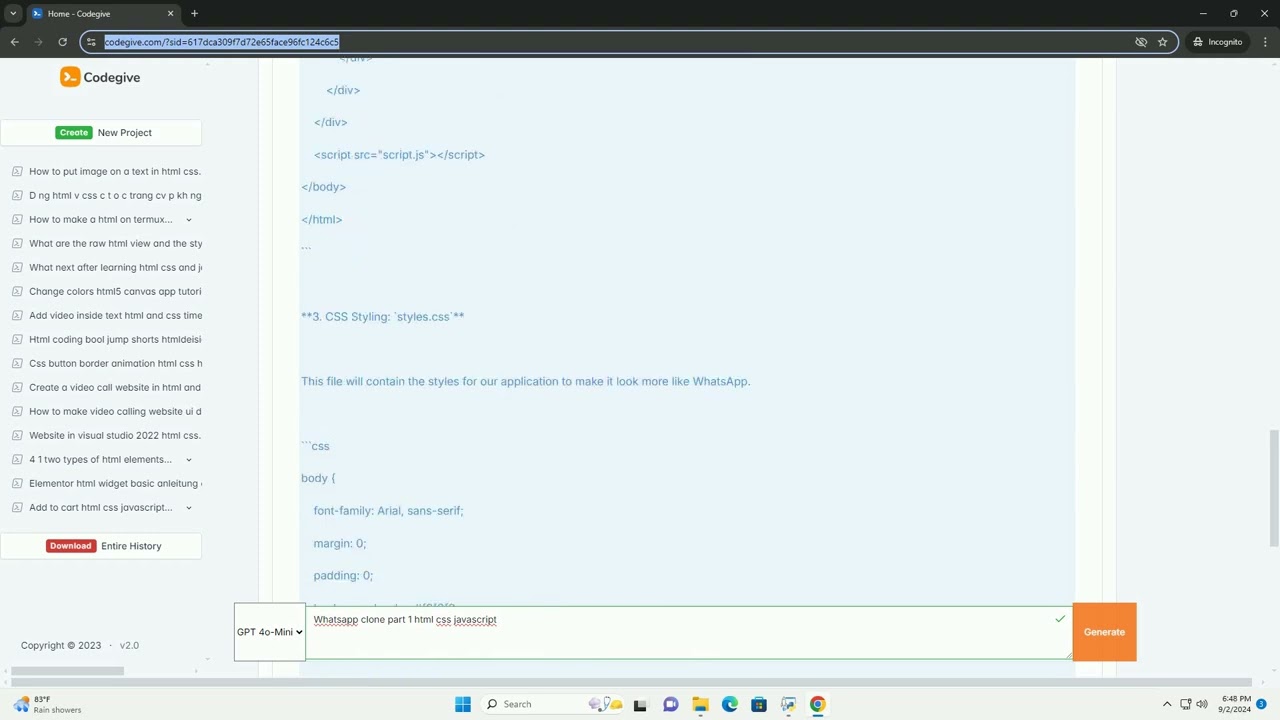Whatsapp clone part 1 html css javascript
