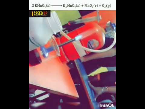 Thermal decomposition of KMnO4 and +ive test for oxygen (Flaming up a glowing incense stick)