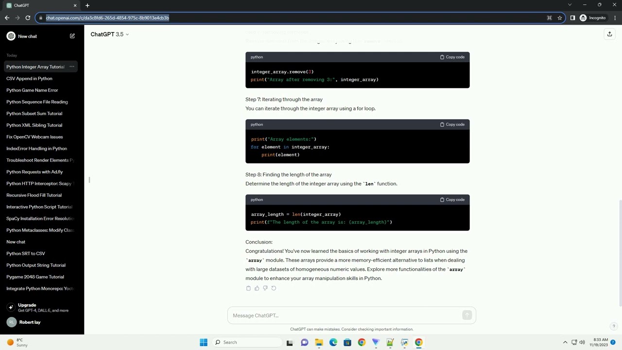 How to be int array in python