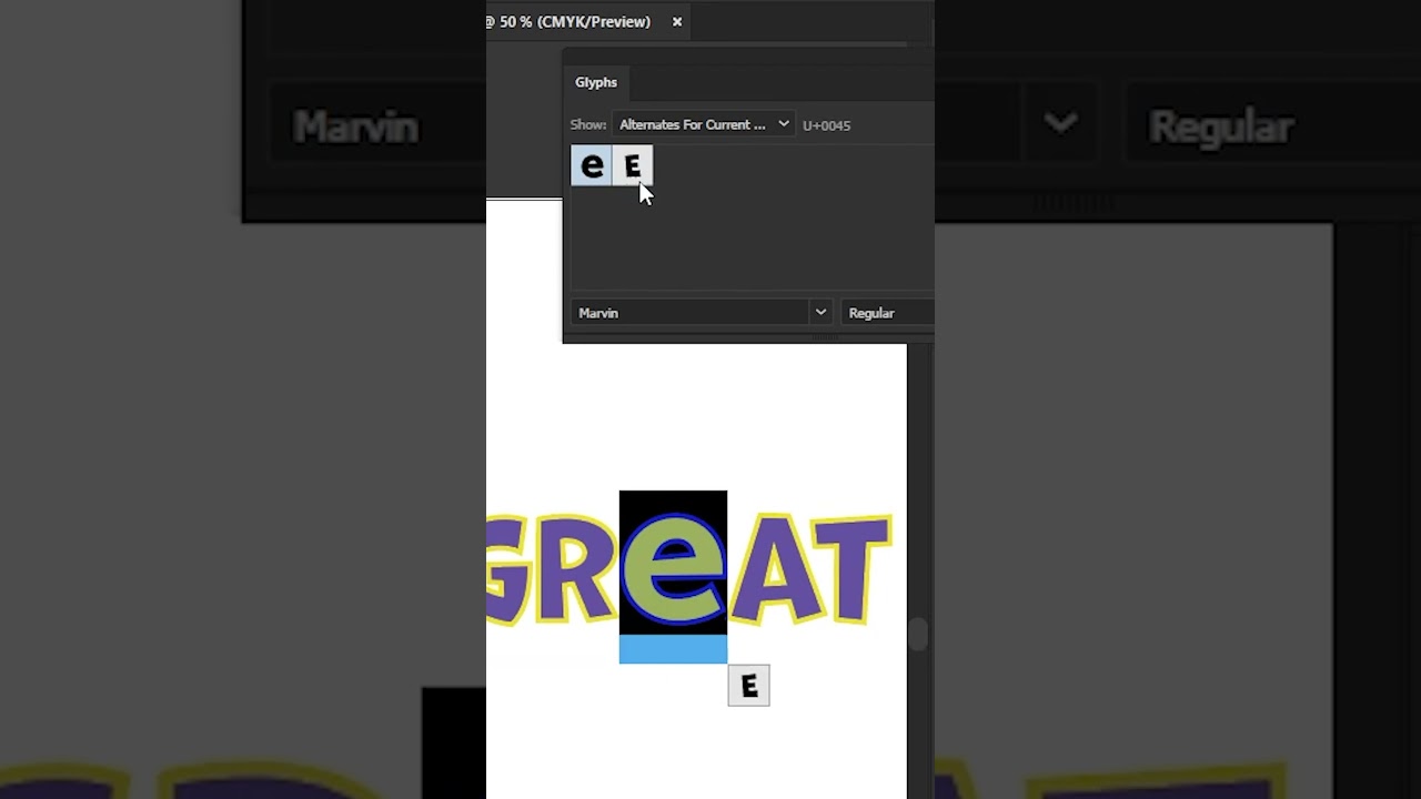 Find alternate letters for fonts in illustrator