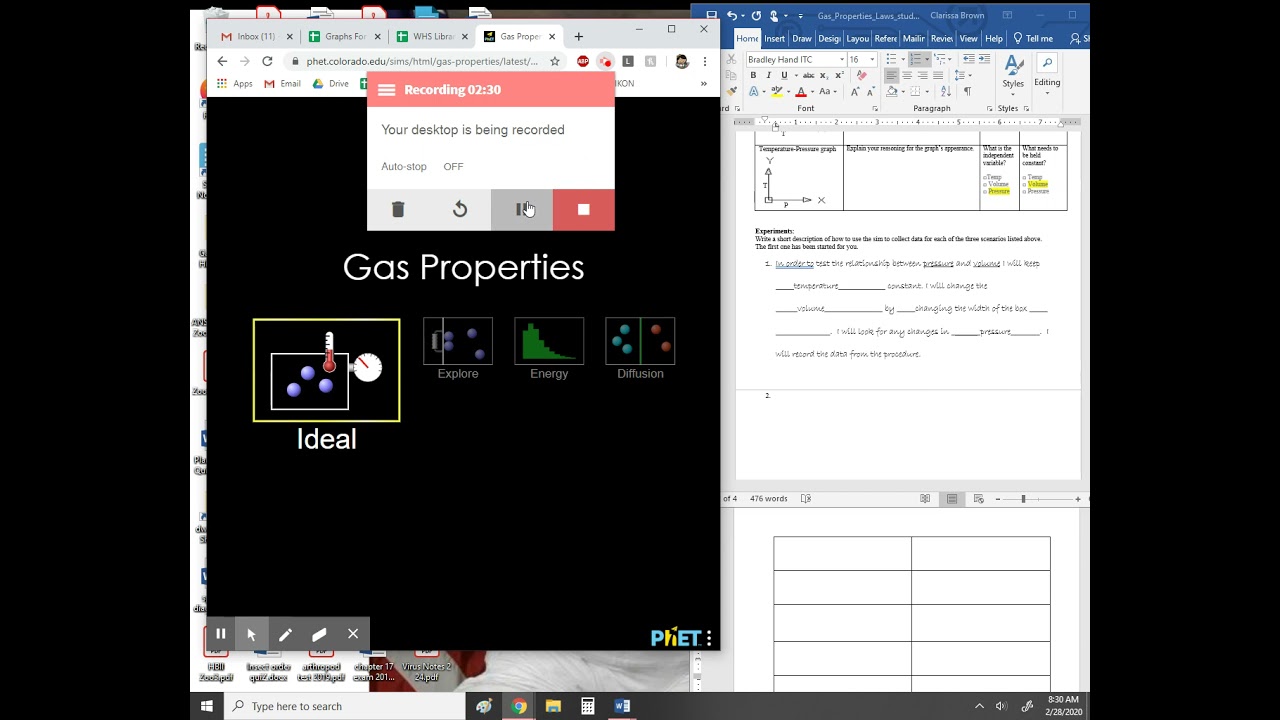 PhET Gas Laws Tutorial 2020