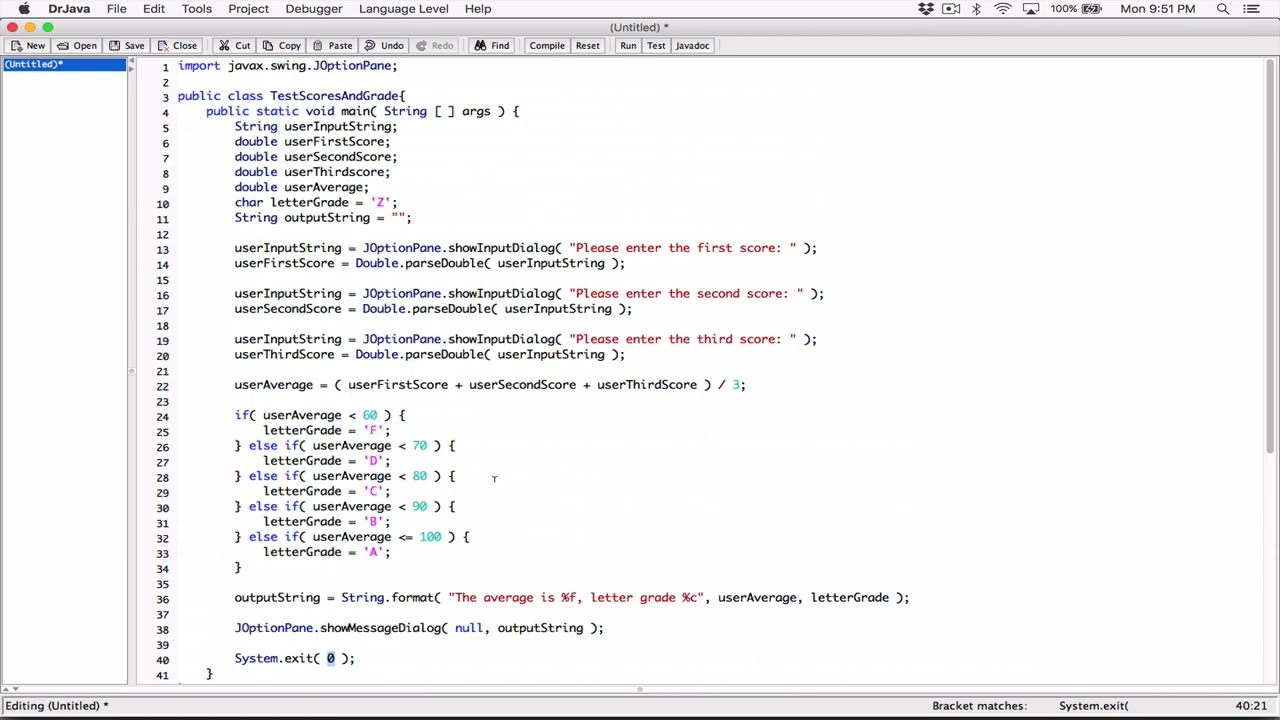 3.4. (Part 3) Test Scores And Grade (JOptionPane) - Java
