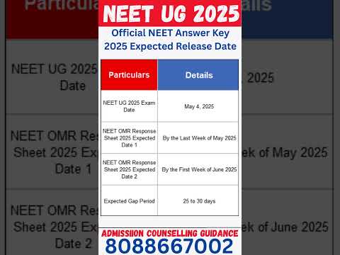 NEET 2025 || Official NEET Answer Key 2025 Expected Release Date #neet2025 #neetresults #mbbs #neet