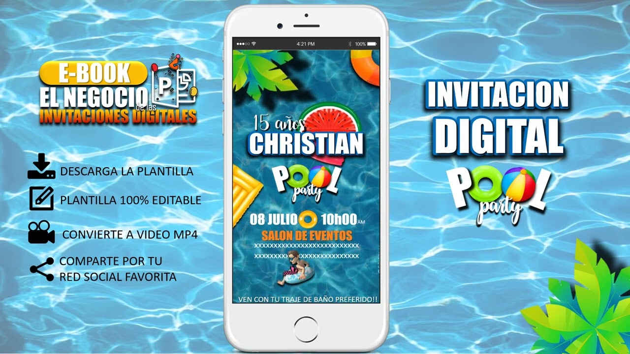 INVITACION  DIGITAL POOL PARTY