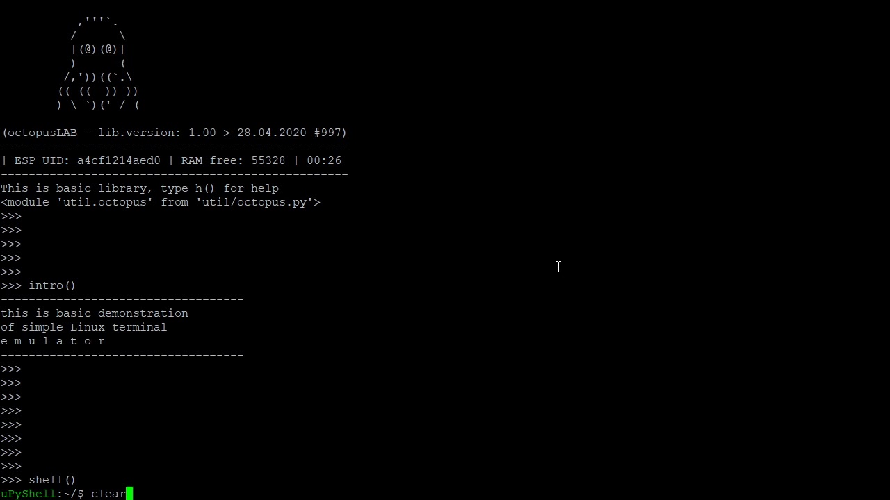 ESP32 - Micropython - simple Linux shell EMULATOR