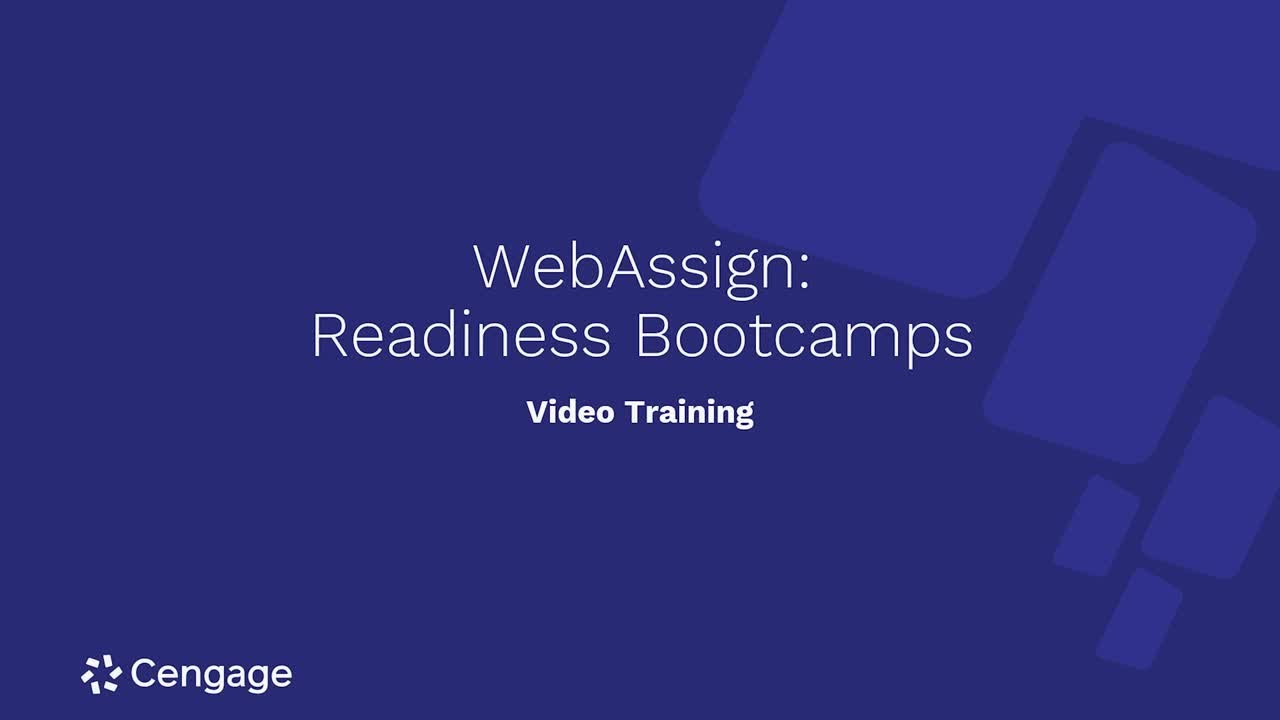 WebAssign: Readiness Bootcamps