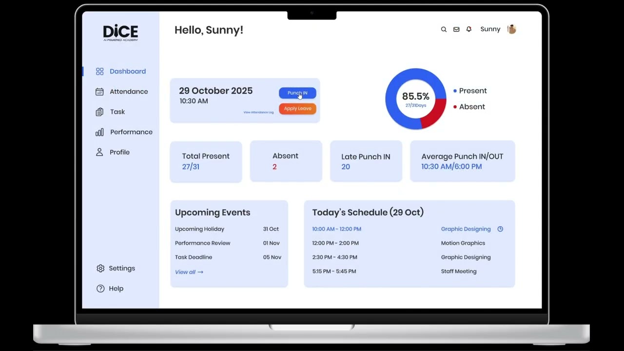 Attendance tracker dashboard design