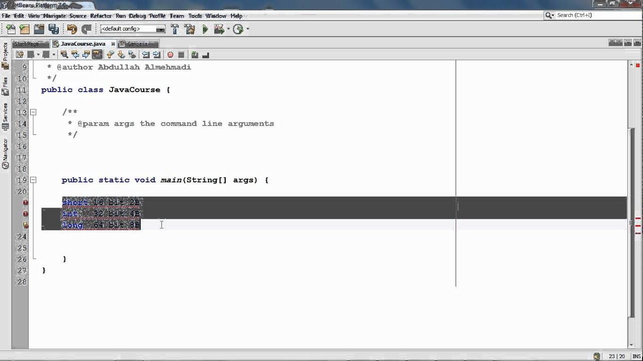 الدرس السابع والتسعون : استخدام short و long | Java 101